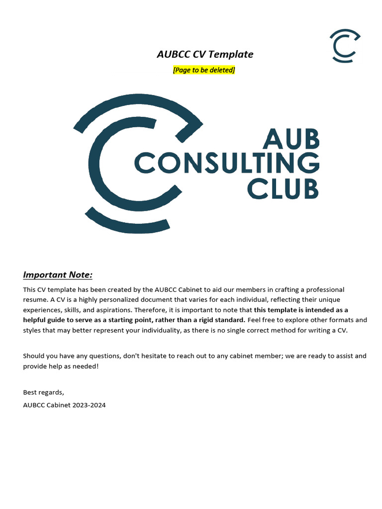 AUBCC CV Template | Download Free PDF | Languages | Foreign Language ...