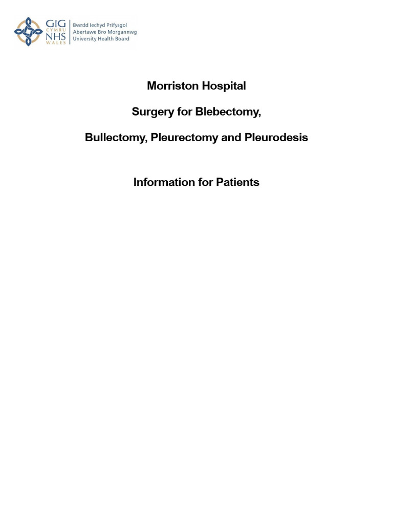 Bullectomy and Pleurodesis | PDF | Surgery | Surgical Specialties