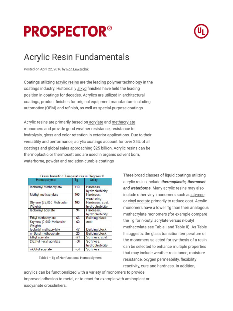 Acrylic resin fundamentals_ Coating functions and benefits | PDF | Poly ...