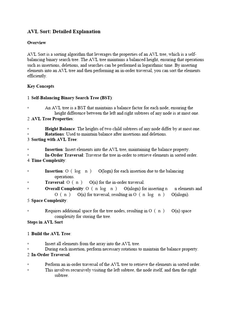 Detailed AVL Sort Algorithm | PDF | Algorithms | Algorithms And Data Structures