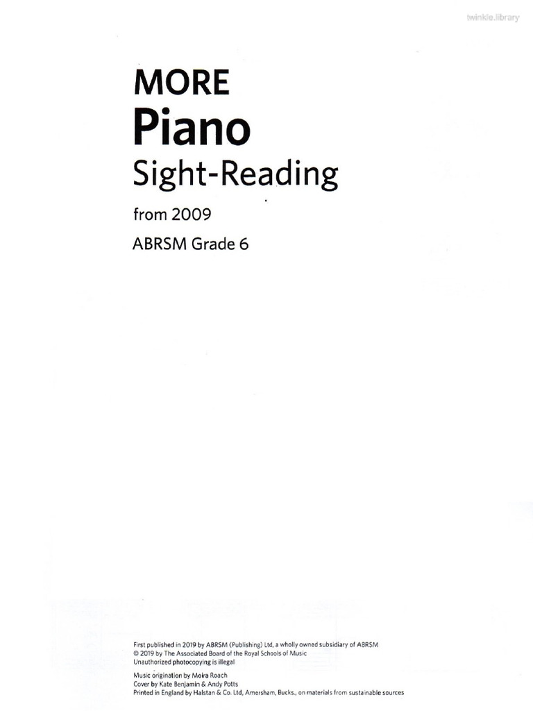 ABRSM MORE Piano Sight-Reading Grade 6 (From 2009) | PDF