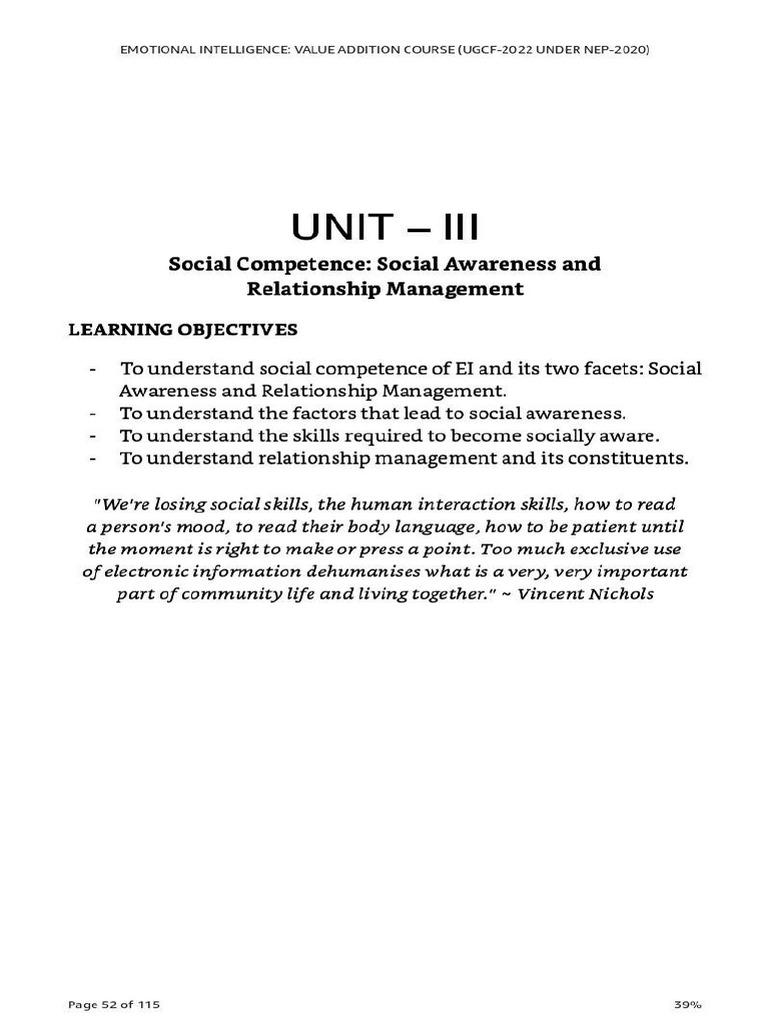 Emotional Intelligence Unit 3 | PDF | Empathy | Compassion