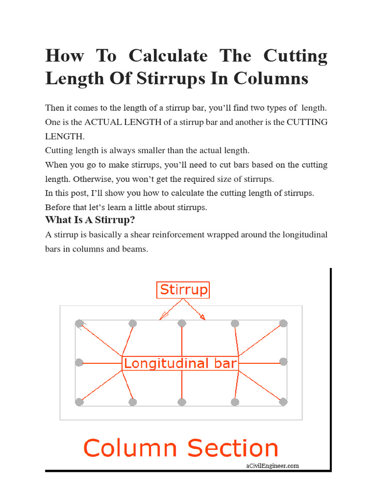 How to Calculate the Cutting Length of Stirrups in Columns | Download ... How to Calculate the Cutting Length of Stirrups in Columns | Download ...