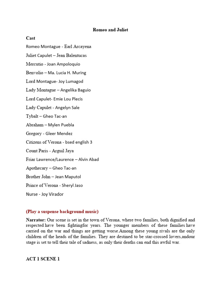 Document 1 | PDF | Characters In Romeo And Juliet | Shakespearean Tragedies