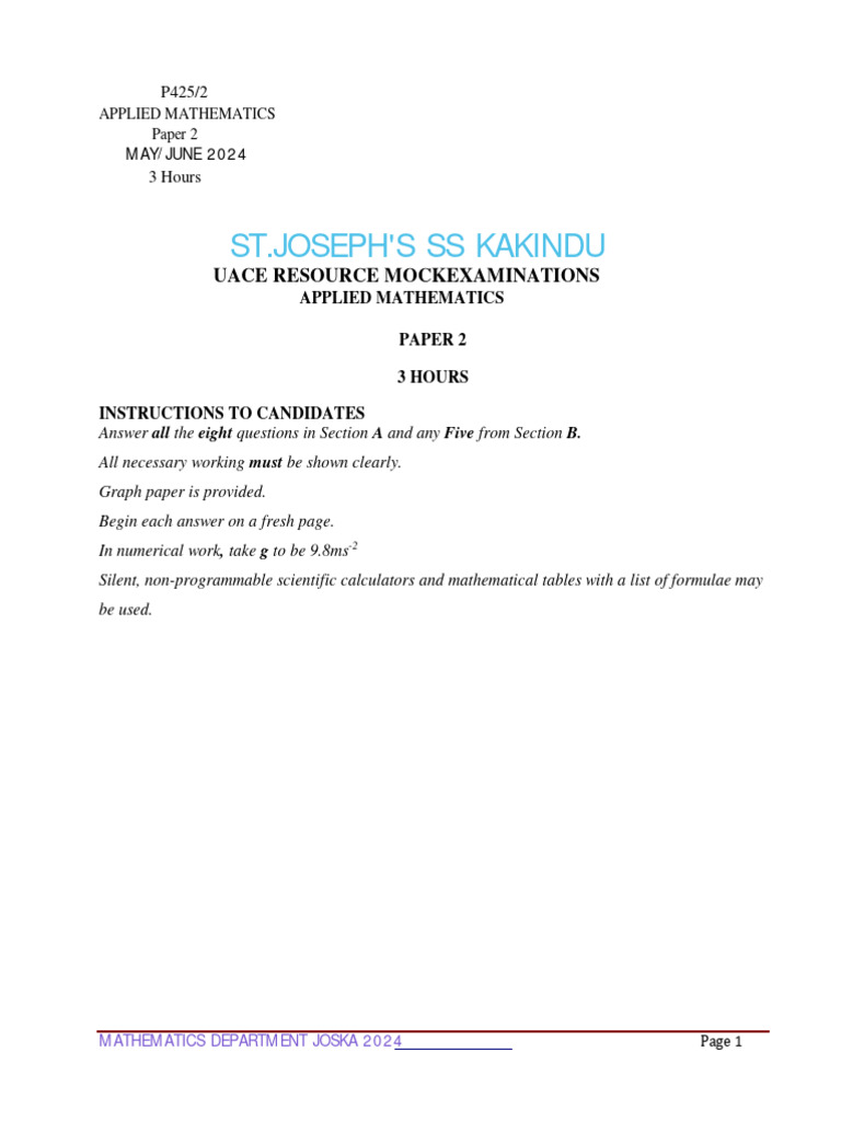 P425 (2) Resourceful Exam 1 | PDF | Acceleration | Variance
