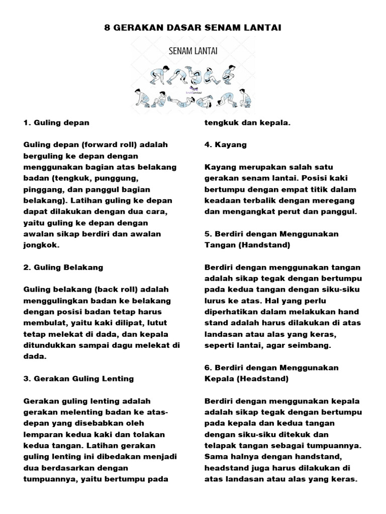 8 Gerakan Dasar Senam Lantai | PDF