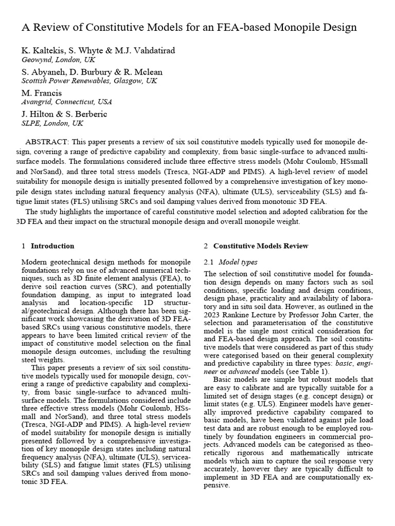 Kaltekis Et Al (2023) a Review of Constitutive Models for an FEA-based ... Kaltekis Et Al (2023) a Review of Constitutive Models for an FEA-based ...