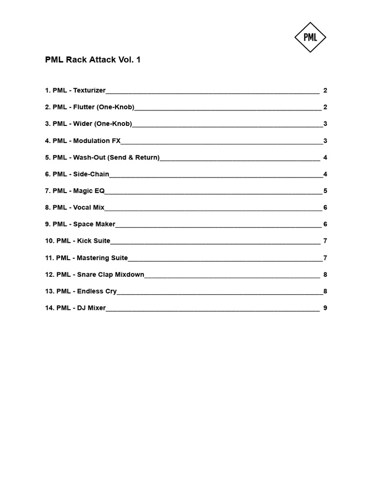 PML - Manual - Rack Attack Vol. 1 | PDF | Disc Jockey | Equalization (Audio)