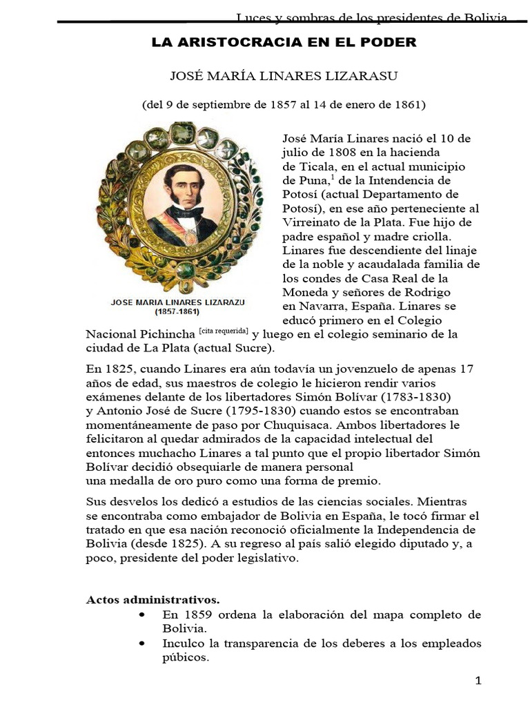 José María Linares | PDF | Gobierno | América del Sur