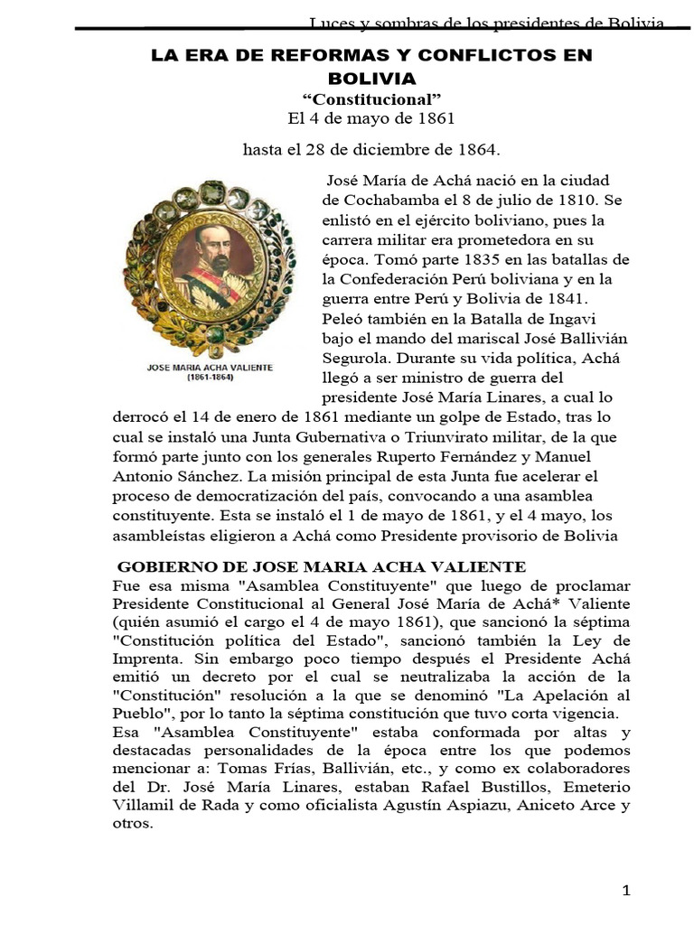 Jose Maria Acha | PDF | Bolivia | América del Sur