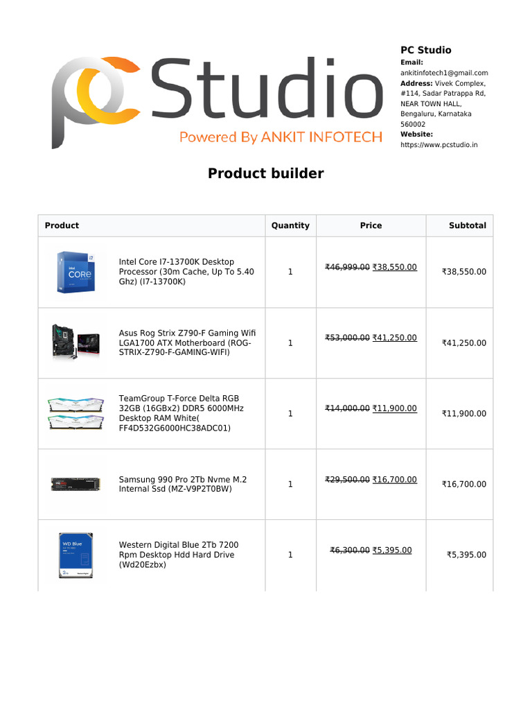 Custom PC Build Pricing and Details | PDF | Computer Hardware ...