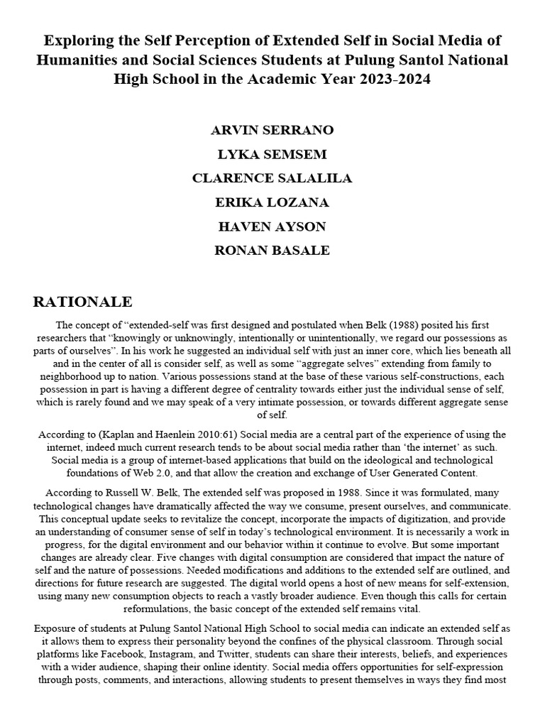 Exploring The Self Perception of Extended Self in Social Media of ...