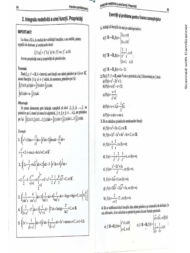 Integrala Nedefinita | PDF