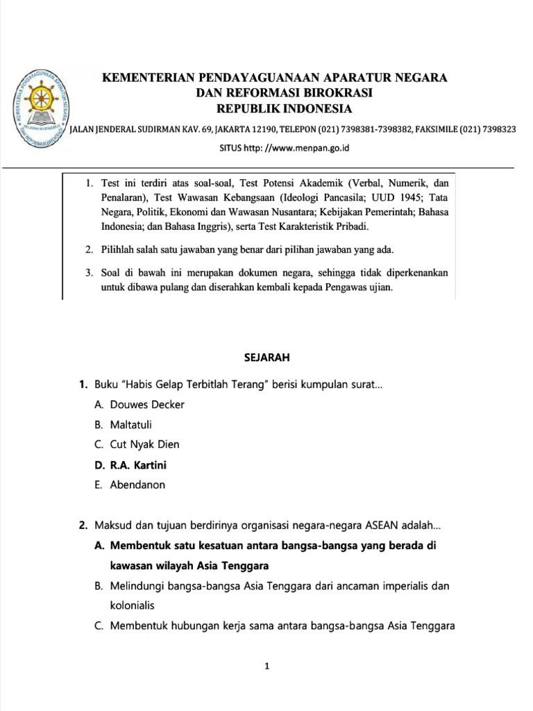 PDF Contoh Soal TKD Bumn 2022 - Compress | PDF | Politik | Perjalanan