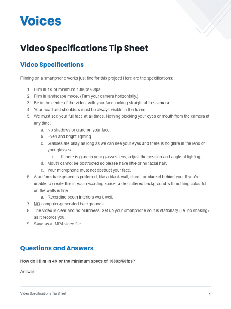 Video Specifications Tip Sheet - Documentos Google | PDF | Frame Rate ...