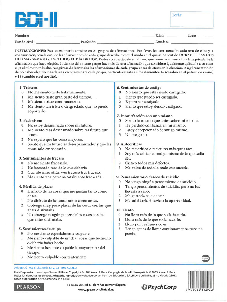 BDI-II | PDF