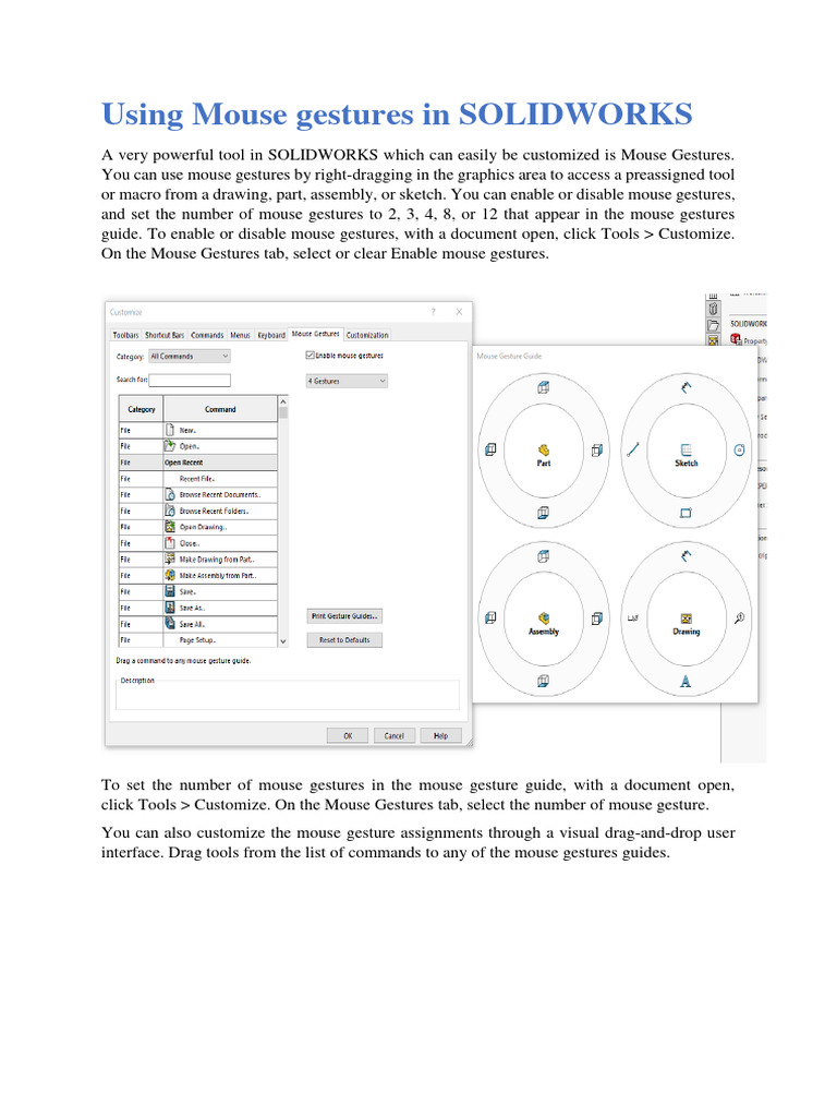 Mouse gestures in SOLIDWORKS (TIPS&TRICKS) | PDF