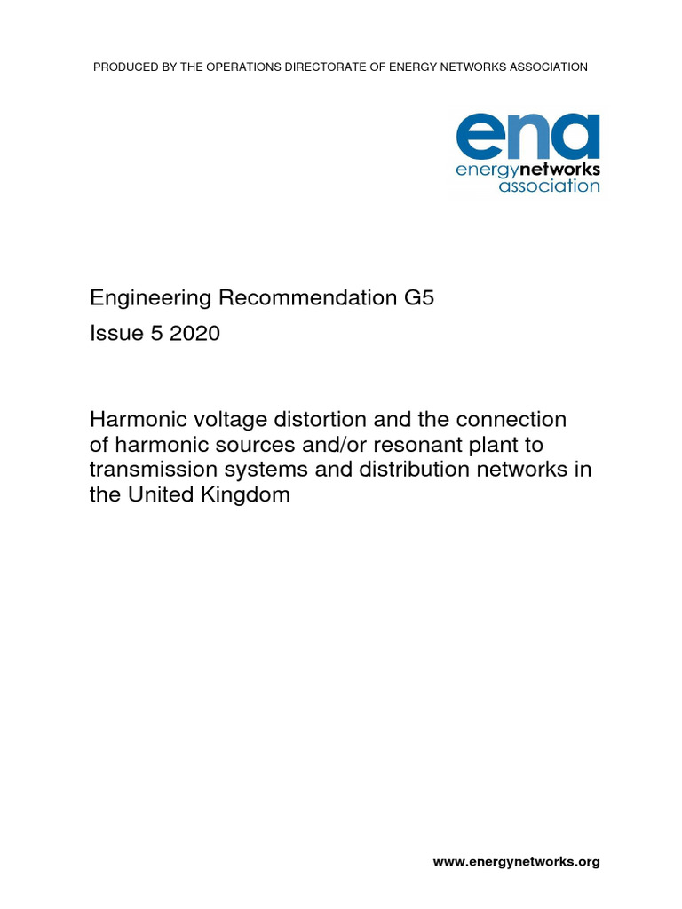 Engineering Recommendation G5 (Harmonics) - ENA - Issue 5 2020 | PDF | Electrical Engineering ...