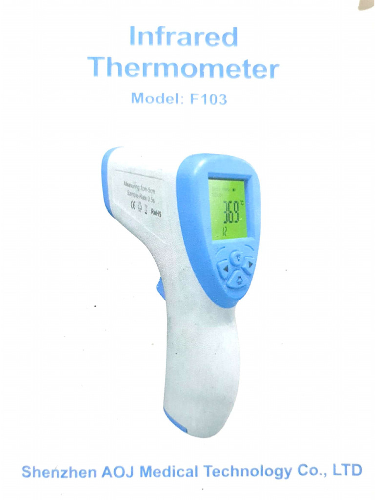 Manual Usuario - Termómetro Infrarrojo F103 - Inglés | PDF