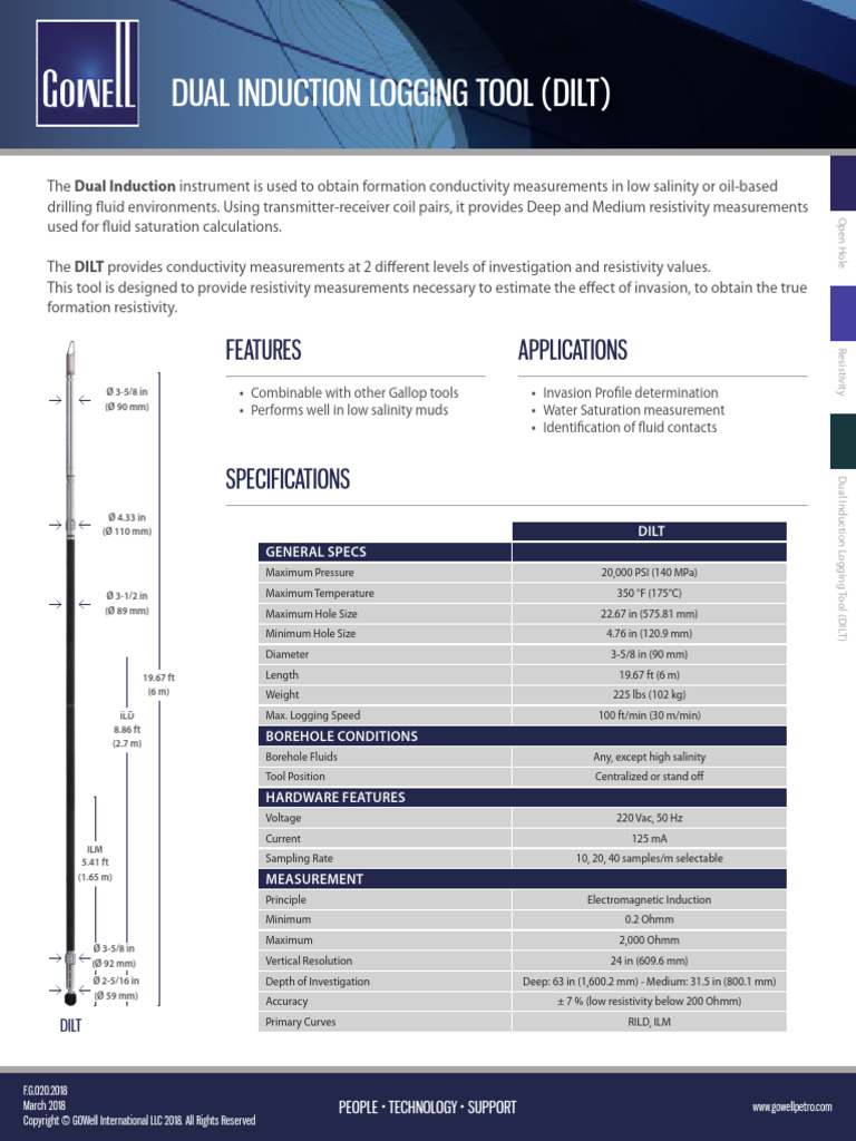 DUAL+INDUCTION+LOGGING+TOOL+(DILT) | PDF | Electrical Resistivity And Conductivity | Borehole