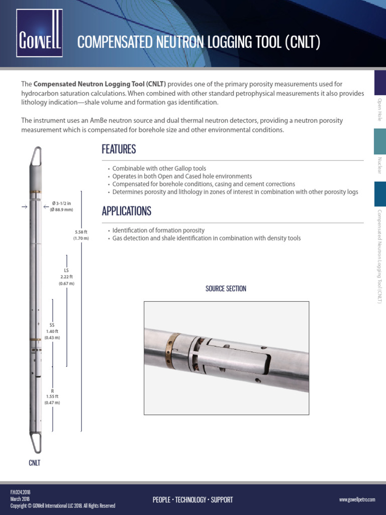 Compensated Neutron Logging Tool (CNLT) | PDF | Porosity