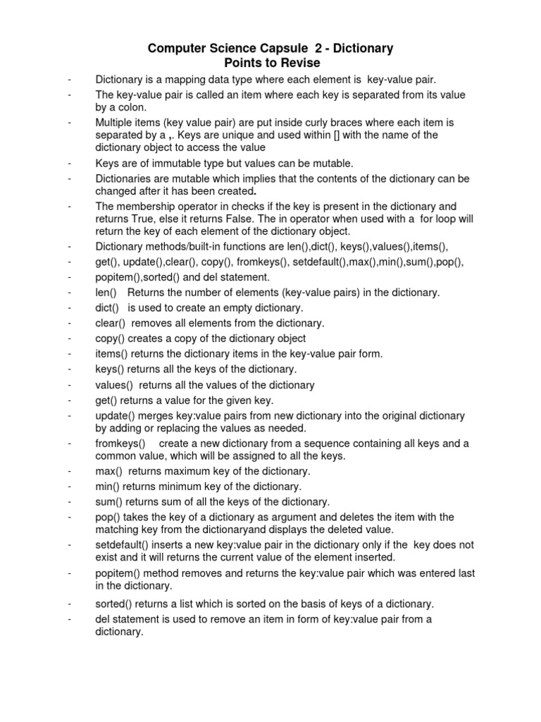 Class 11 Comp Sci Assignmeent Module 1 Dictionary | PDF | Programming Paradigms | Computer Science