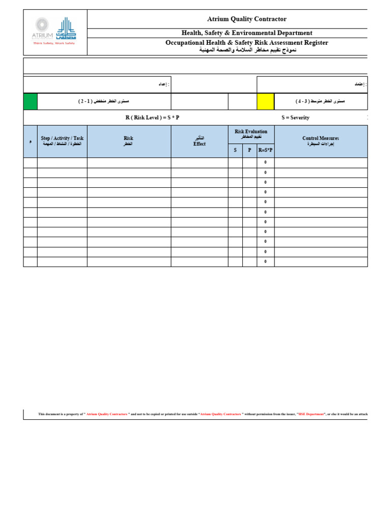 1 - Safety Risk Assessment Form | PDF | Risk | Safety