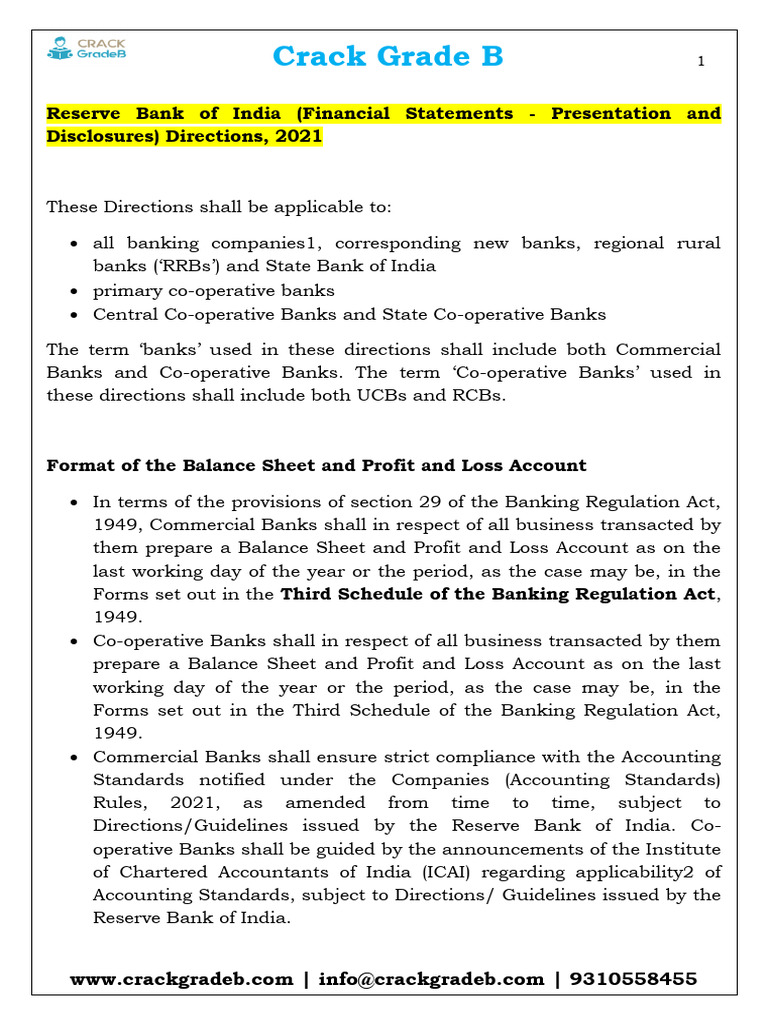 RBI Balance Sheet Format for Banks | PDF | Banks | Income Statement