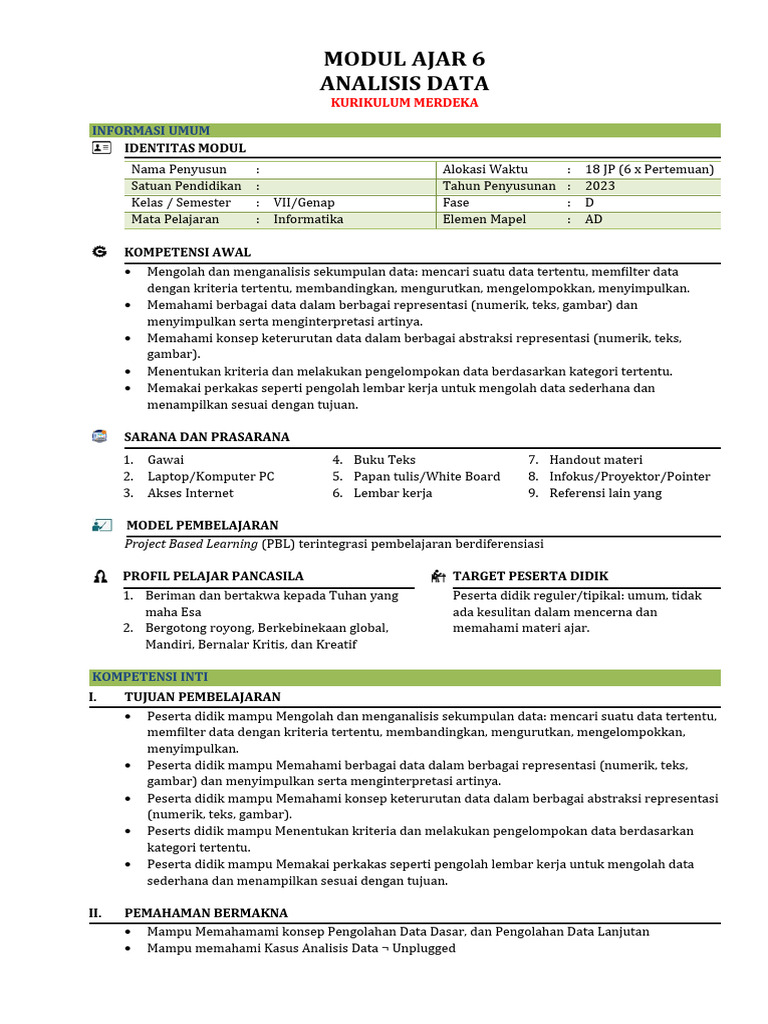 Modul Ajar Informatika K-VII SEM 2 | PDF