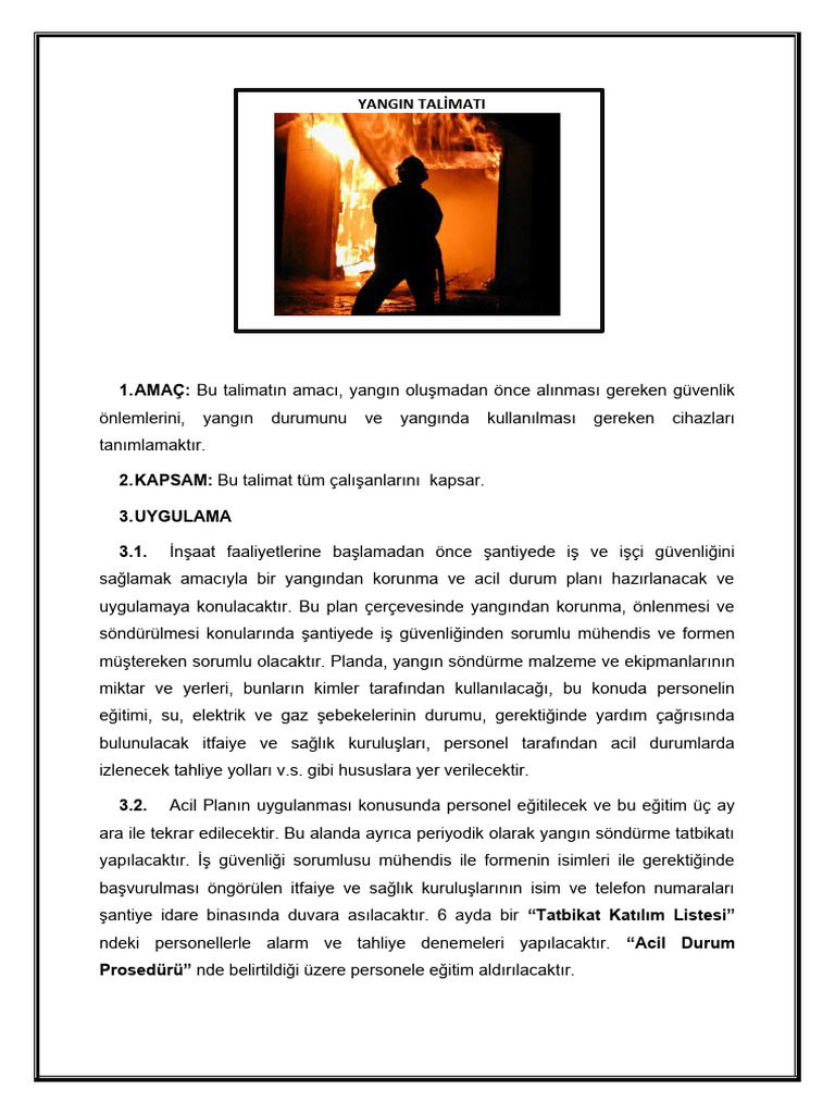 Yangin Tali̇mati | PDF
