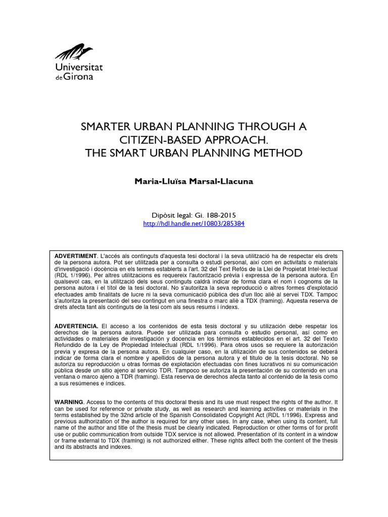 Smarter Urban Planning Through A Citizen-Based Approach. The Smart Urban Planning Method | PDF ...