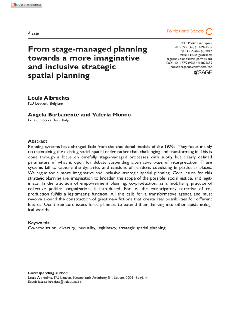 Strategic planning Albrechts et al | Download Free PDF | Legitimacy ...