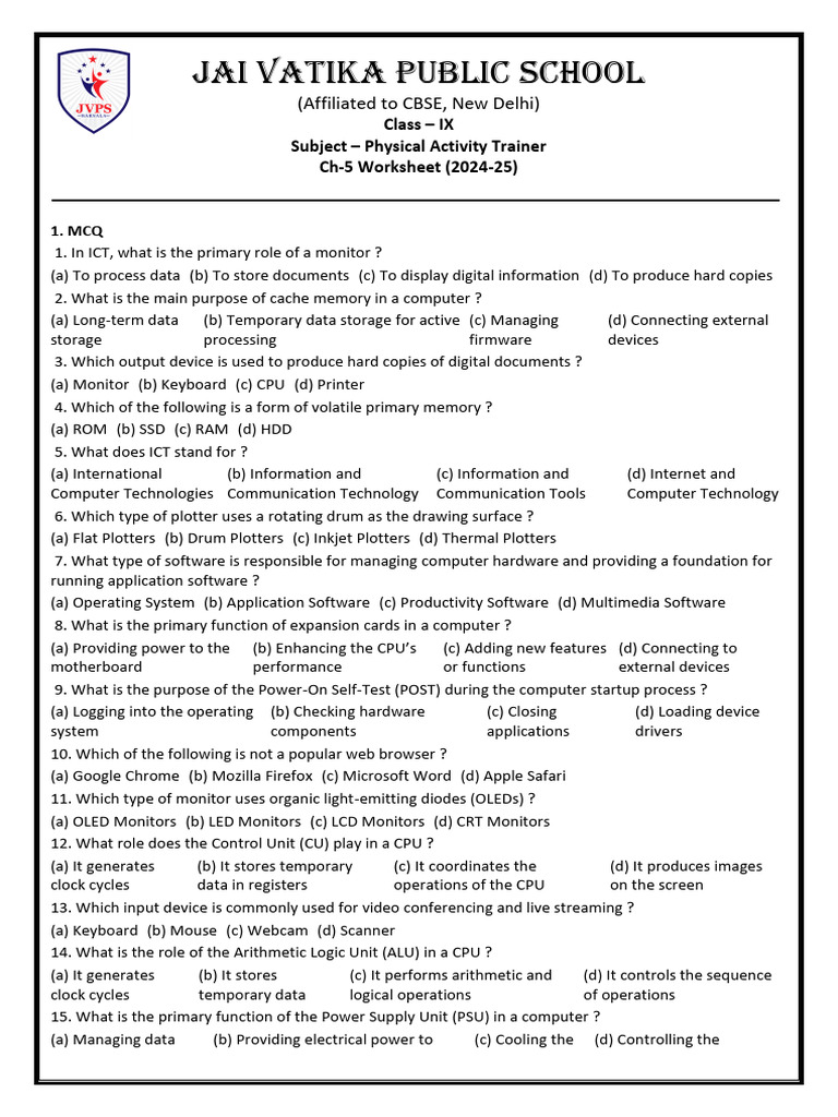Resource 20240530084751 9th Class Ch-5 Worksheet | PDF | Computer Data ...