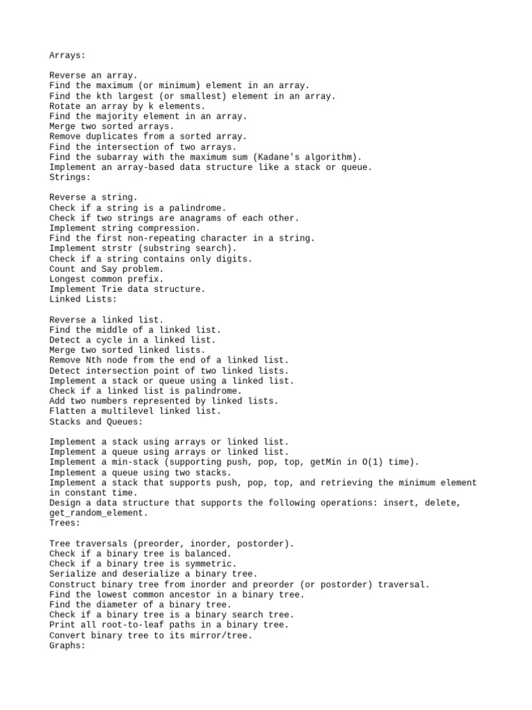 Standard Problems DSA | PDF | String (Computer Science) | Dynamic ... Standard Problems DSA | PDF | String (Computer Science) | Dynamic ...