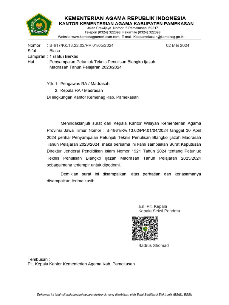 Juknis Penulisan Blangko Ijazah 2023 - 2024 | PDF