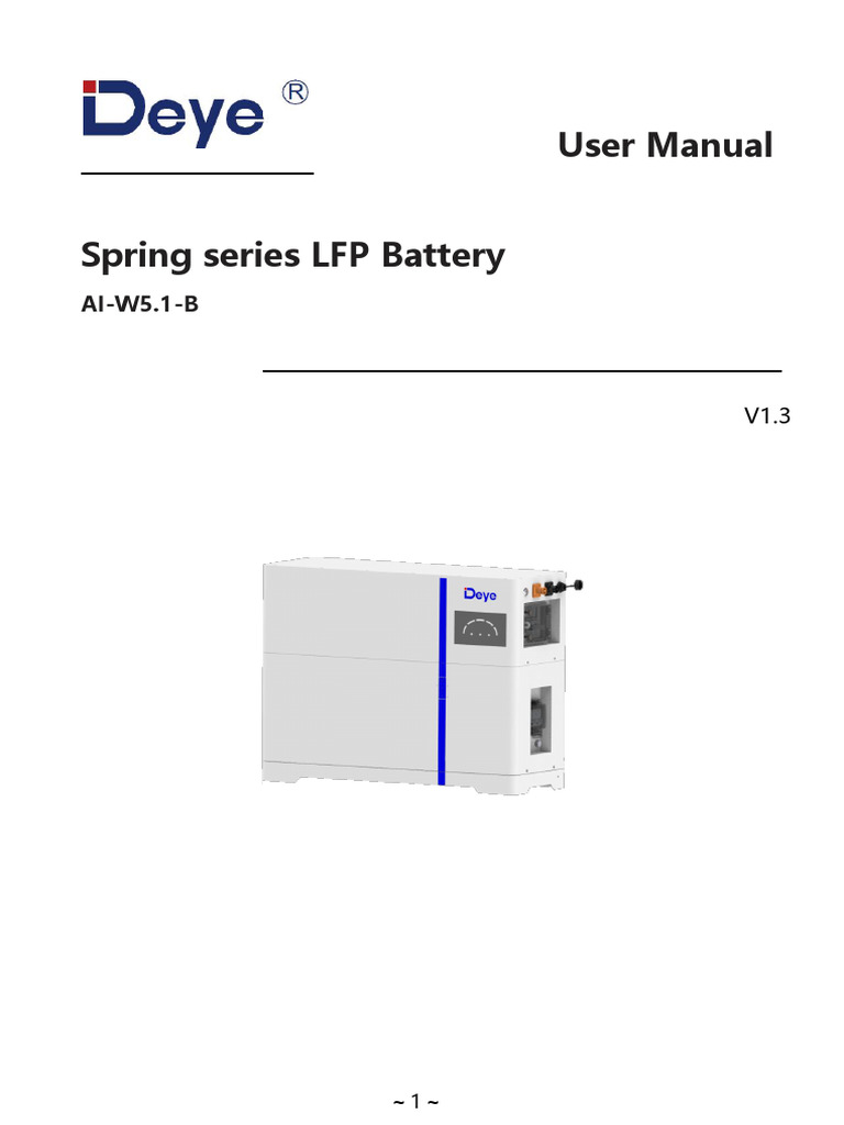 Deye AI-W5.1-B Battery User Manual | PDF | Lithium Ion Battery ...