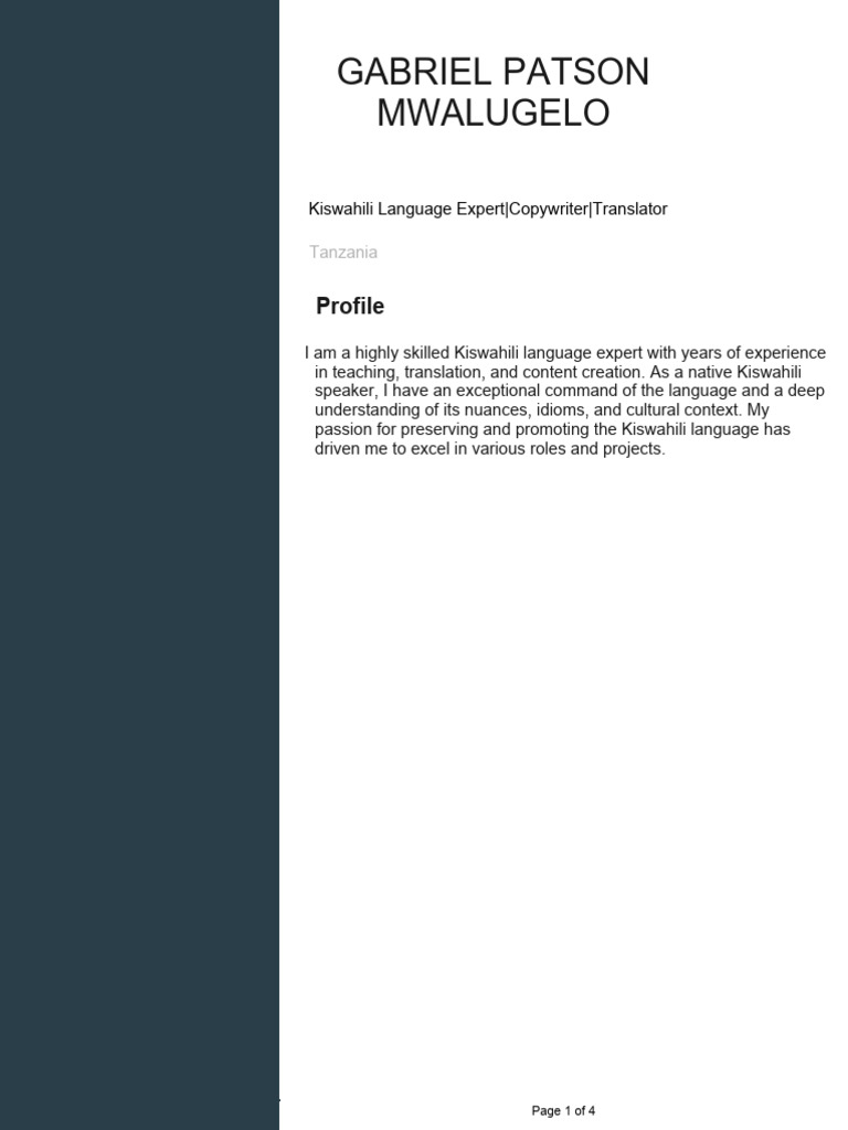 gabi Resume | PDF | Swahili Language | Translations