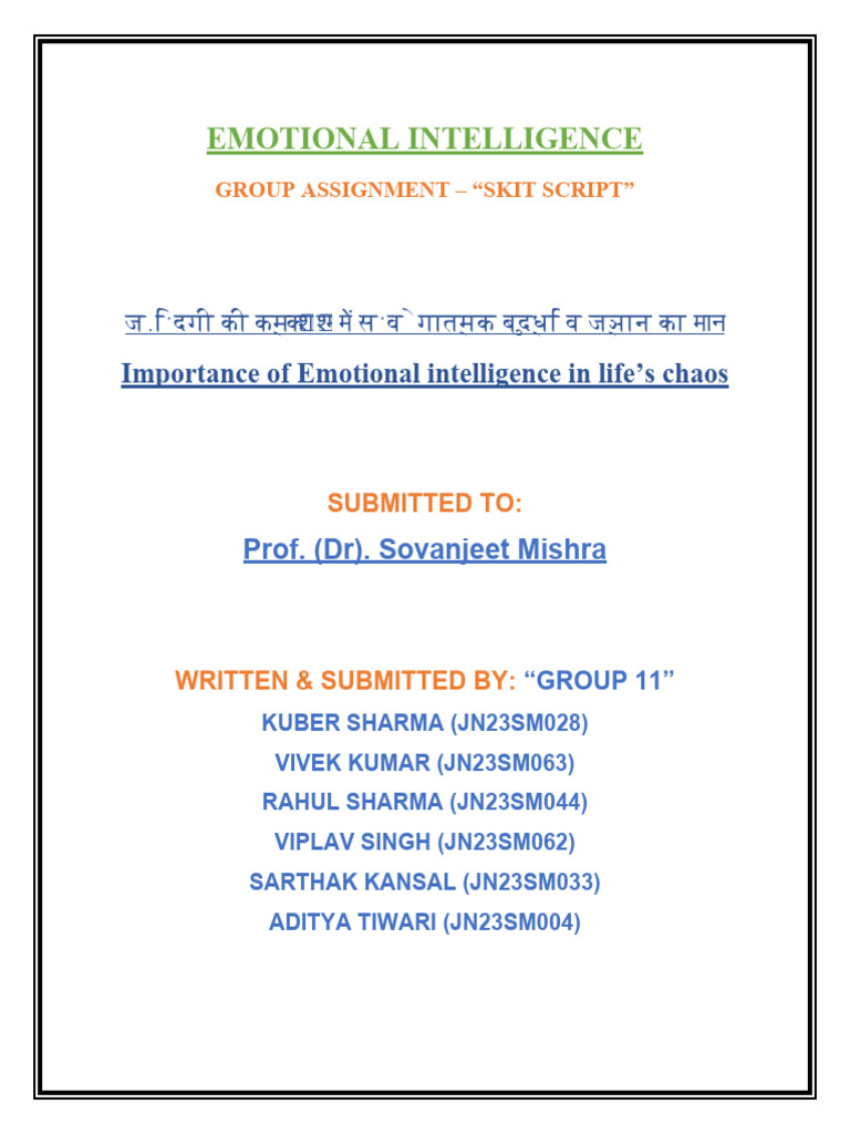 Grp. 11-Assignment - EI-Skit Script | PDF | Emotional Intelligence ...