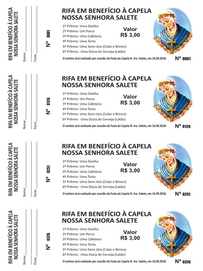 Rifa Beneficente da Capela N. Sra. Salete | PDF | Gastronomia, comida e ...