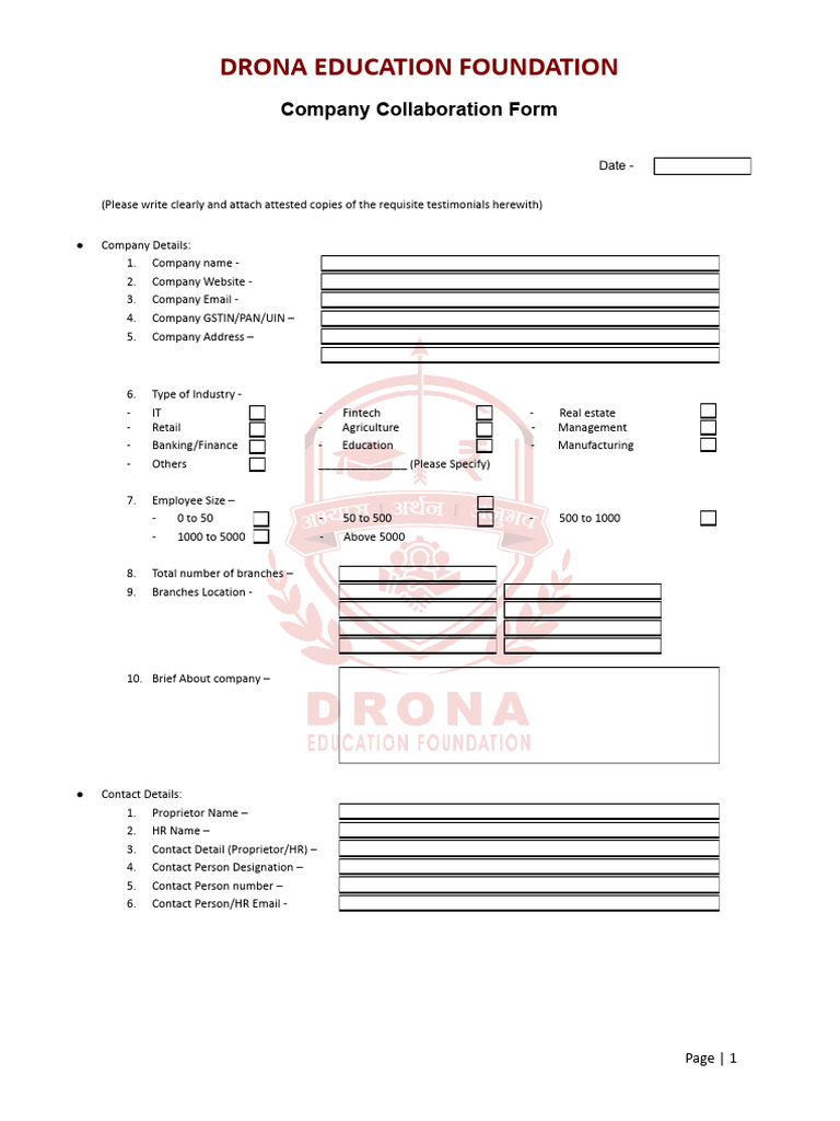 Company Collaboration Form | PDF | Internship | Job Hunting