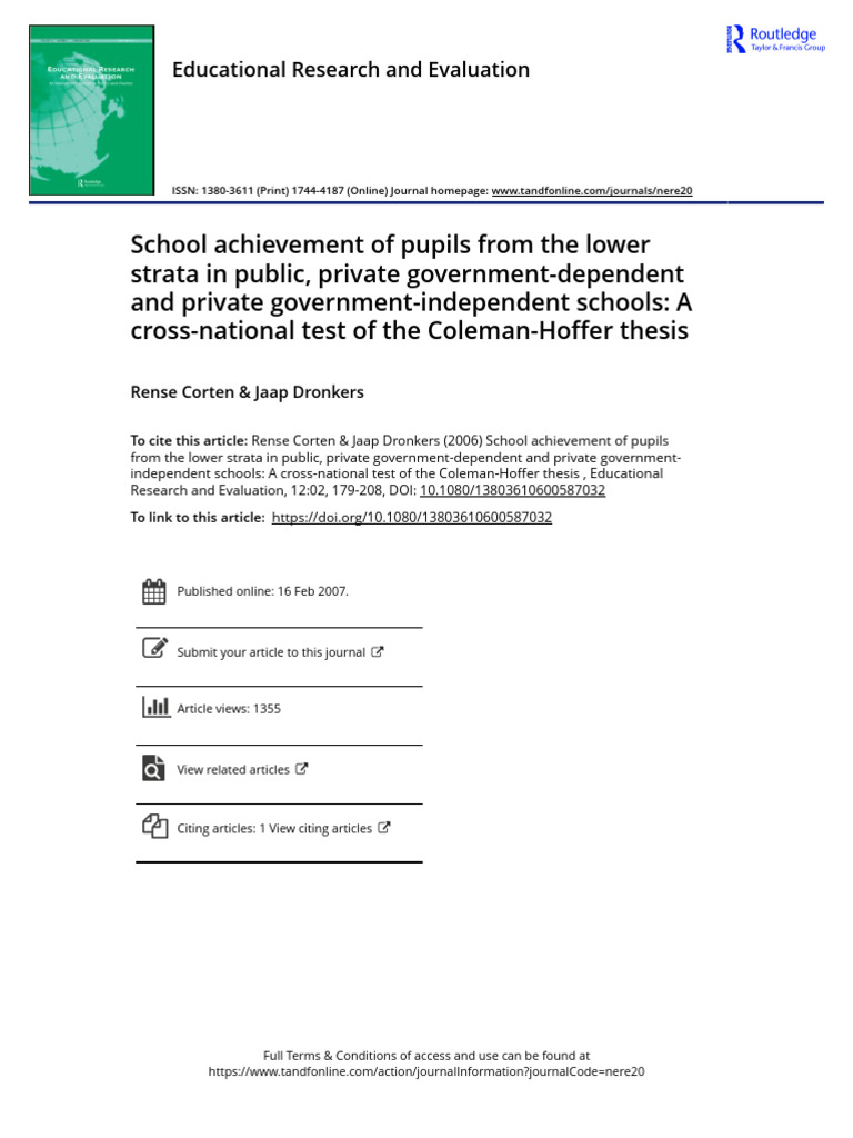 School Achievement in Different School Types | PDF | Social Capital ...