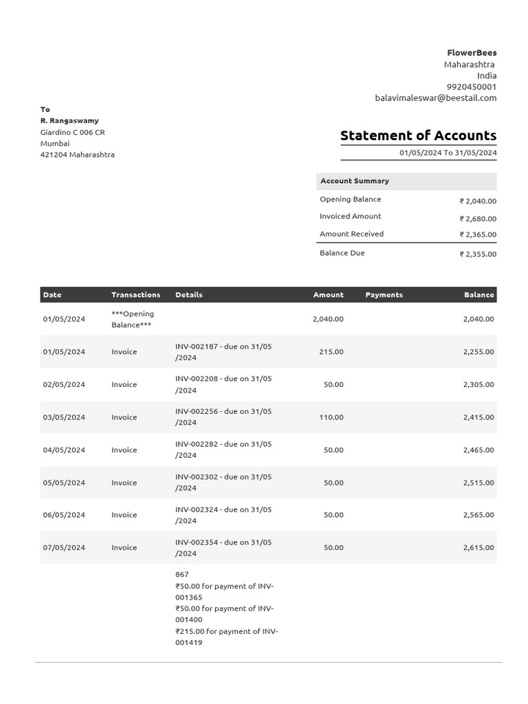 Statement R.Rangaswamy | PDF | Invoice | Financial Services