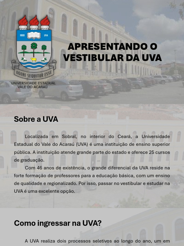 Vestibular UVA 2024: Informações e Vagas | PDF | Carreira e Crescimento