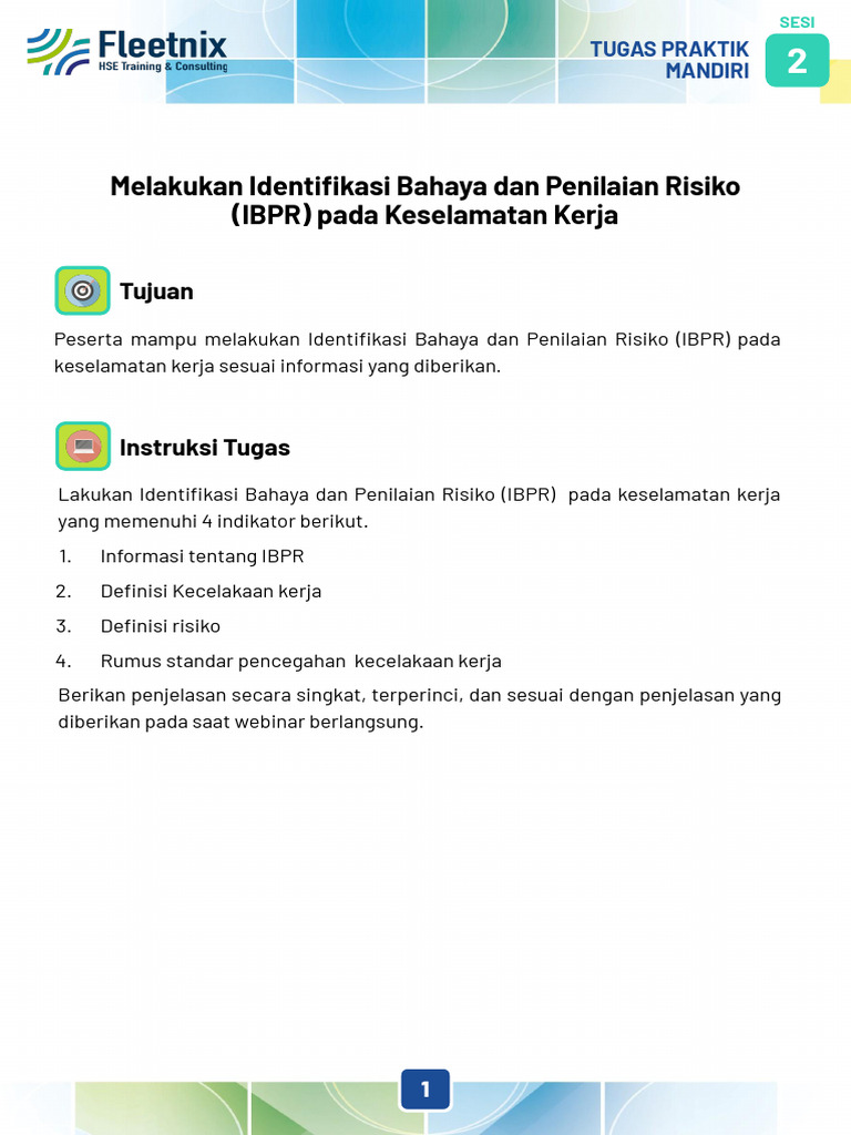 TPM 2 - Melakukan Identifikasi Bahaya Dan Penilaian Risiko (IBPR) Pada ...
