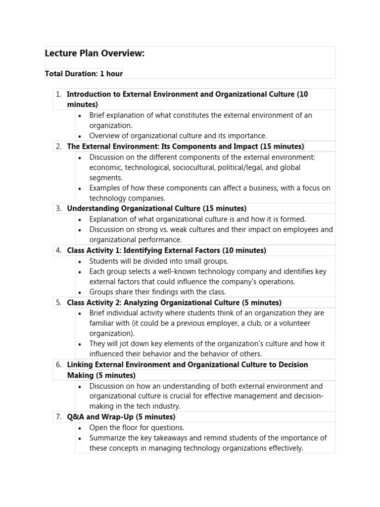 Chapter 3 Lecture Plan | PDF