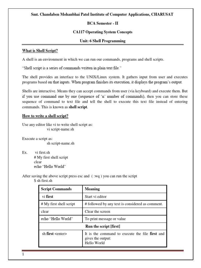 UNIT -6 Shell Programming | PDF | Shell (Computing) | Scripting Language UNIT -6 Shell Programming | PDF | Shell (Computing) | Scripting Language