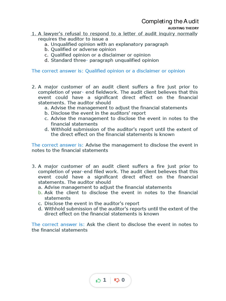 Audit Completion Procedures and Insights | PDF | Auditor's Report | Audit