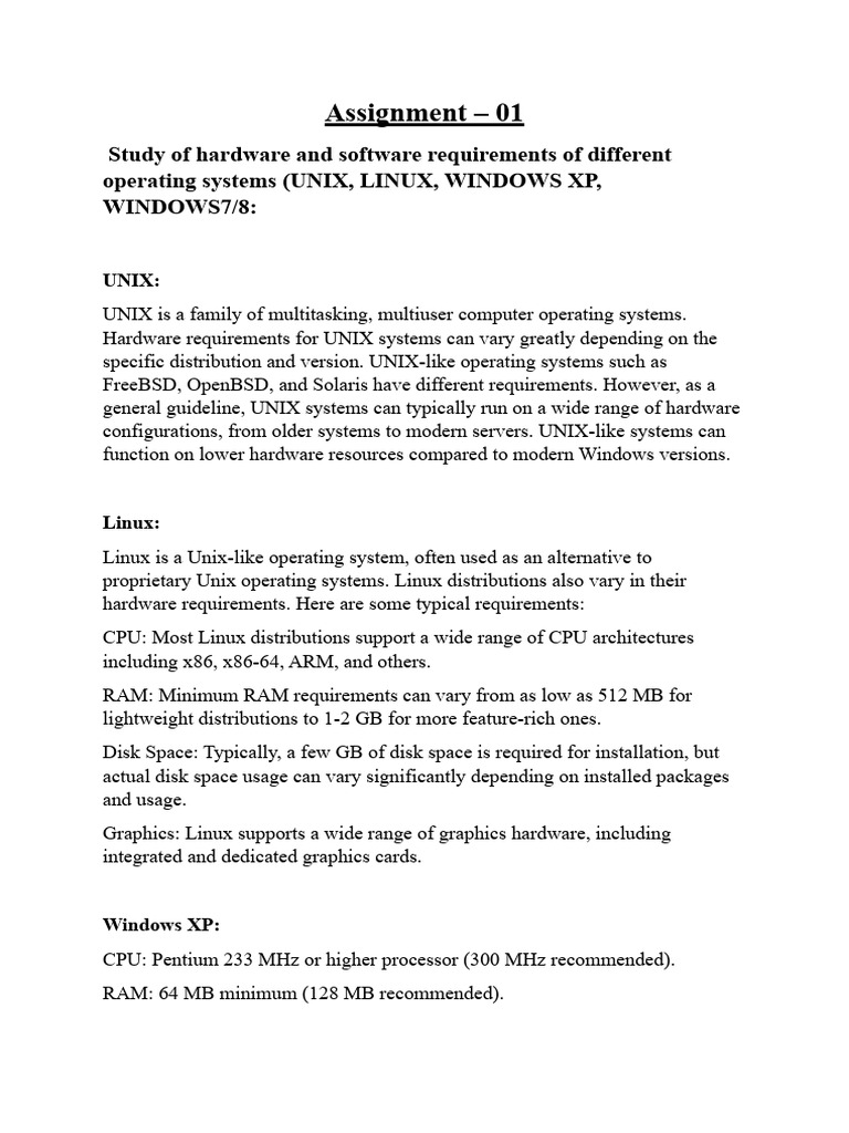Assignment 01 | PDF | Operating System | 64 Bit Computing Assignment 01 | PDF | Operating System | 64 Bit Computing