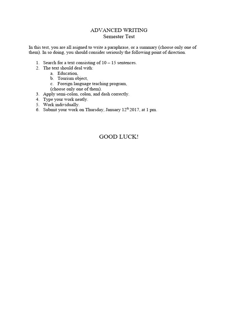 Advanced Writing Uas | PDF