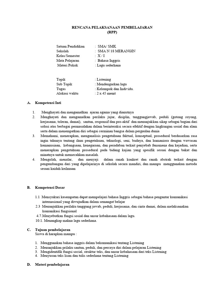 RPP KLS X Wajib 11 | PDF